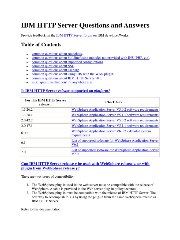 IBM HTTP Server Questions and Answers | PDF | Web Server | Internet & Web