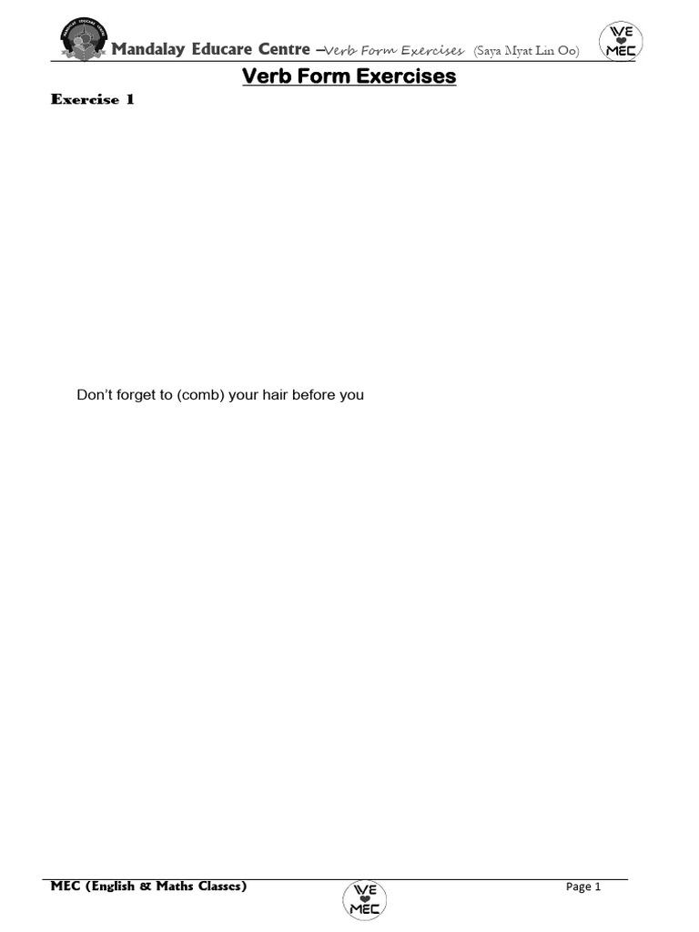 Session 3 Verb Form (Weekend 2018-2019) | PDF