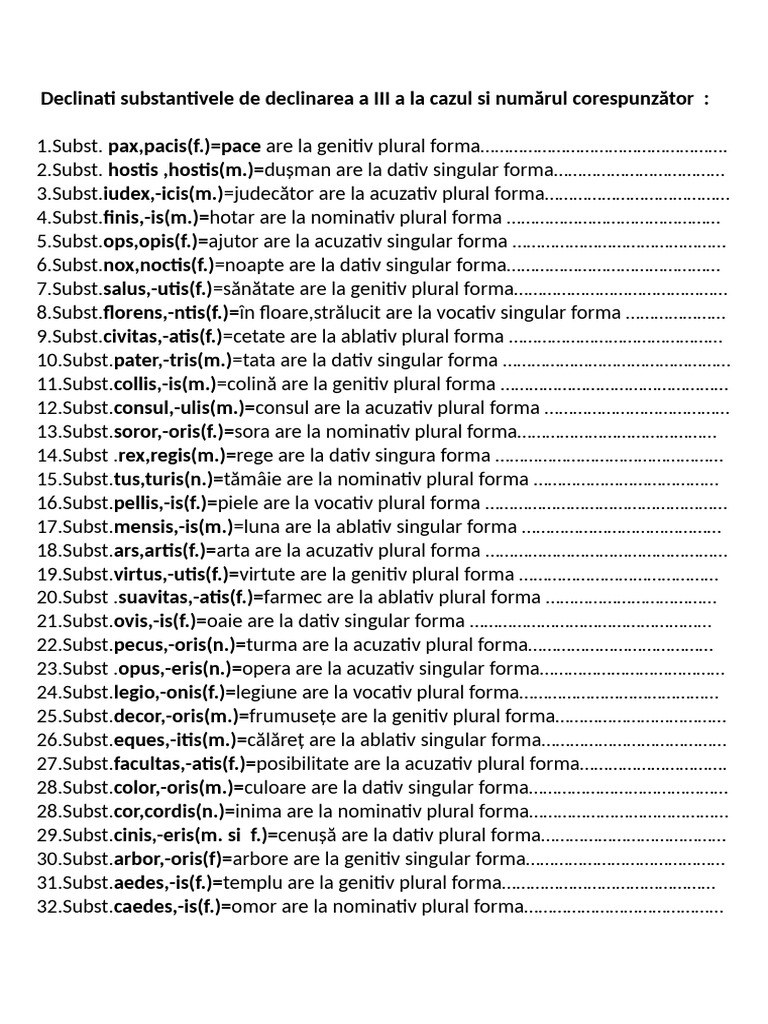 Declinarea A III A | PDF | Linguistic Typology | Linguistics