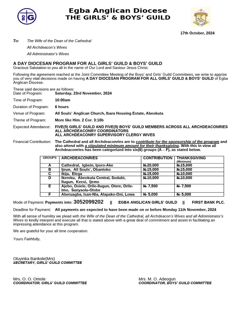 Diocesan Program for Girls' & Boys' Guild | PDF | Cathedral ...