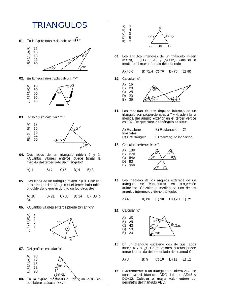 01 Triangulos Pdf Triángulo Geometría Del Plano Euclidiano