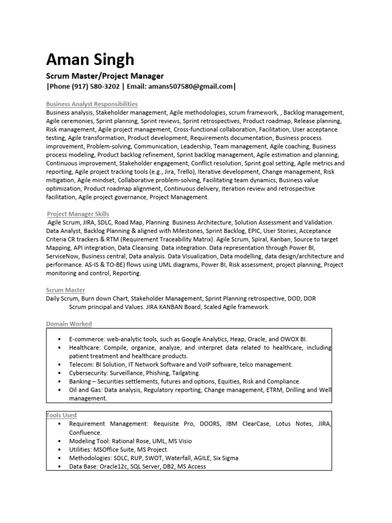 Resume Aman Singh | PDF | Scrum (Software Development) | Agile Software Development