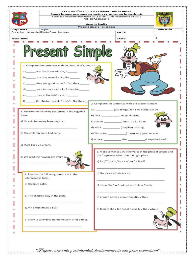 Ejercicios Presente Simple | PDF