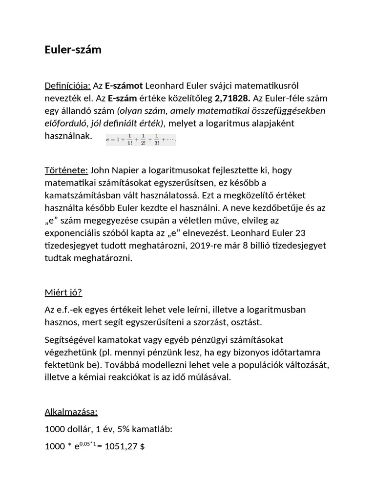 Euler Szám | PDF