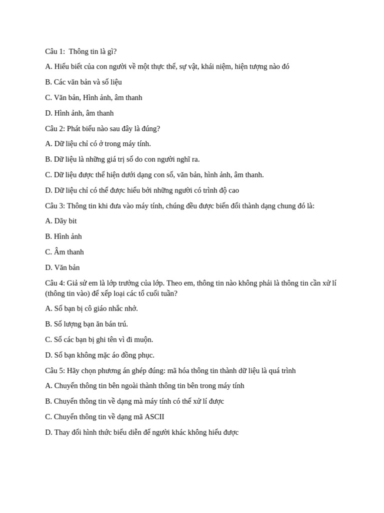 Đề Cương GK1 - Lop 11 (Chua Co DA) | PDF