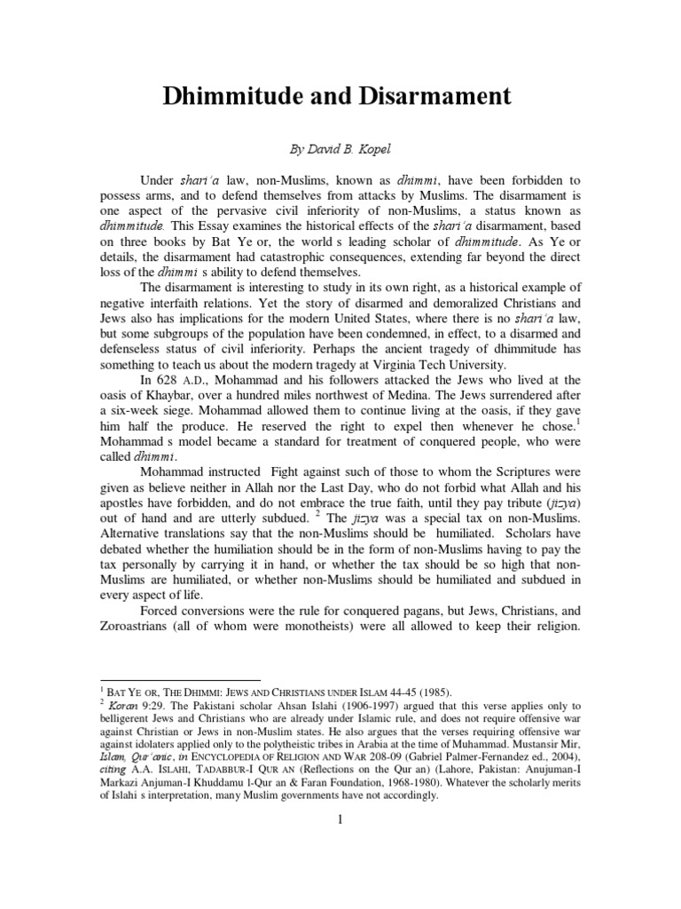 Dhimmitude and Disarmament | PDF | Jews | Religion And Belief