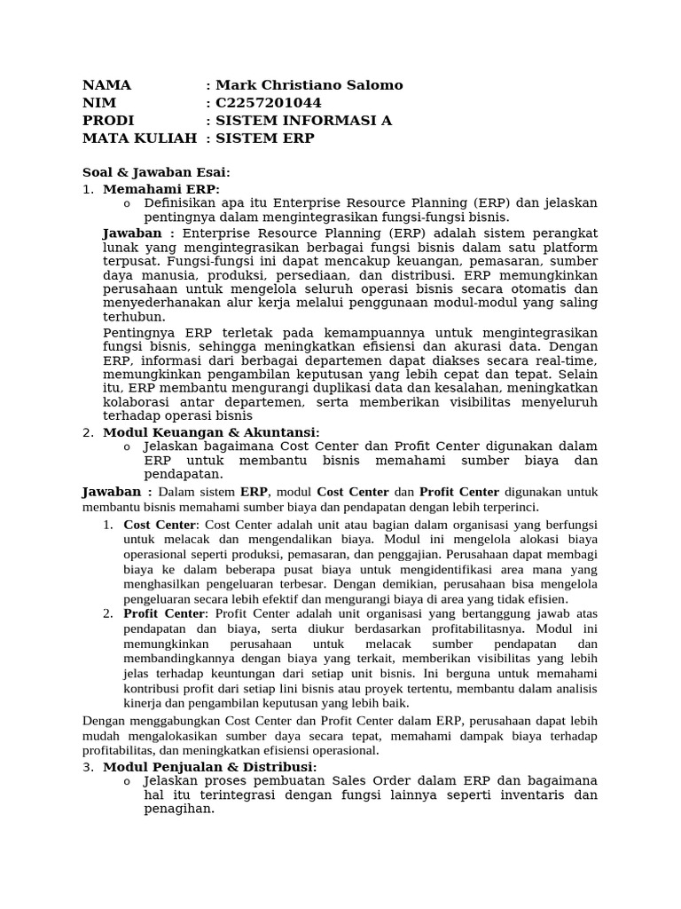 Istem - Erp - Tugas - 6makalah Erp System Di | PDF