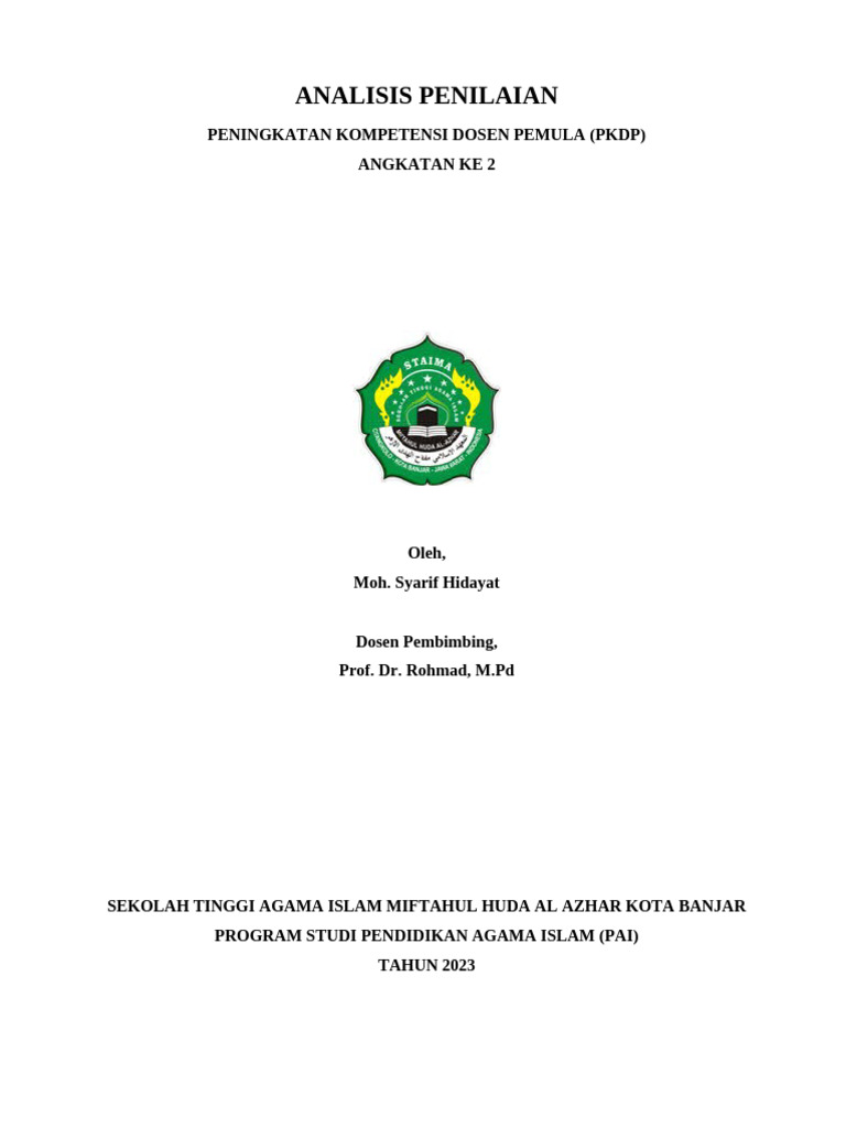 Analisis Penilaian MOH. SYARIF HIDAYAT | PDF