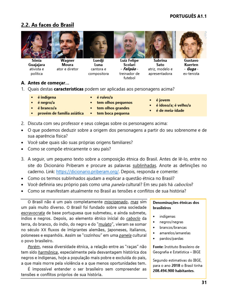 2.2 - As faces do Brasil | PDF | Brasil | Brasileiros
