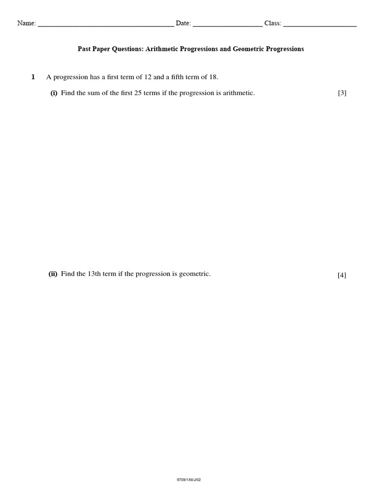 AS Level AP and GP Past Paper Questions | PDF | Mathematics | Arithmetic