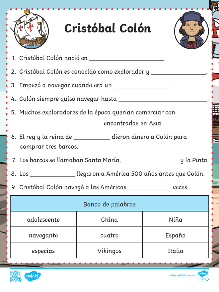 Sa DF 1664036295 Llena Los Espacios en Blanco Cristobal Colon - Ver - 1 | PDF