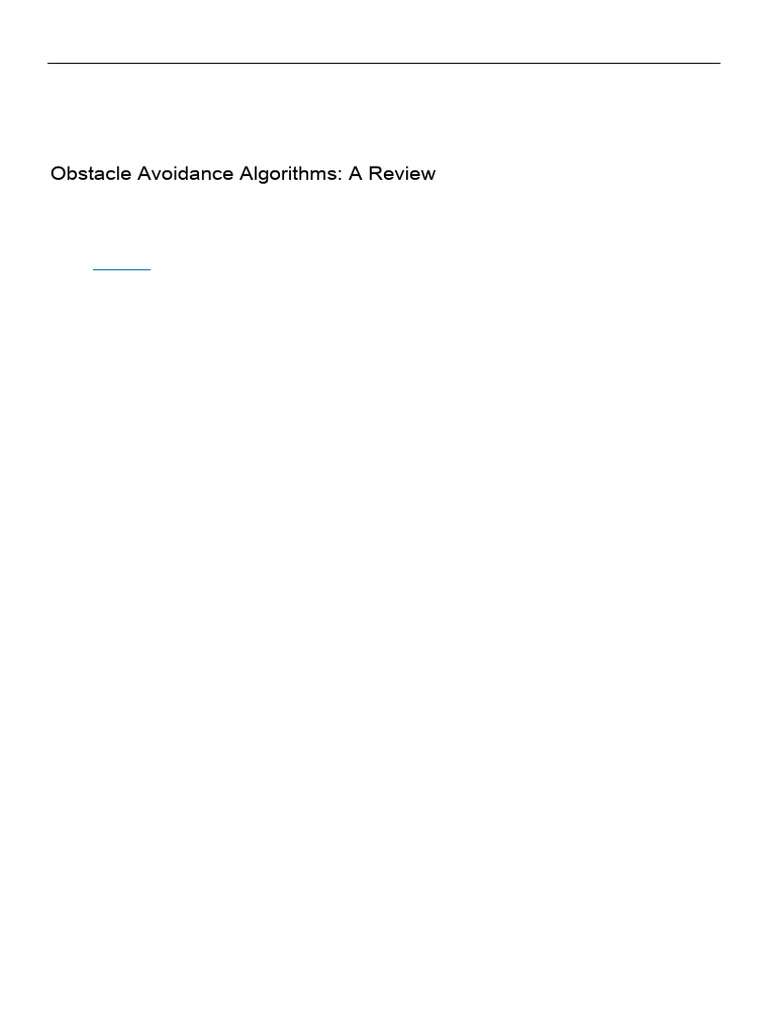 Obstacle Avoidance Algorithms A Review Pdf Deep Learning Methodology