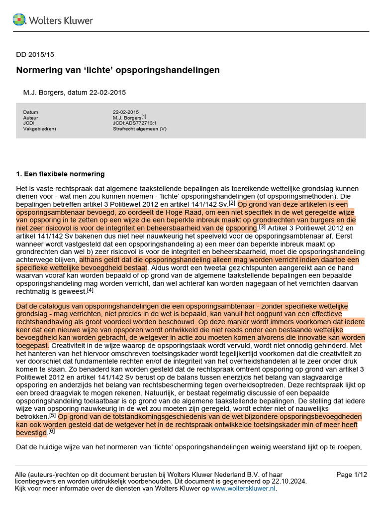 WK 2 Borgers Normering Van Lichte Opsporingshandelingen | PDF