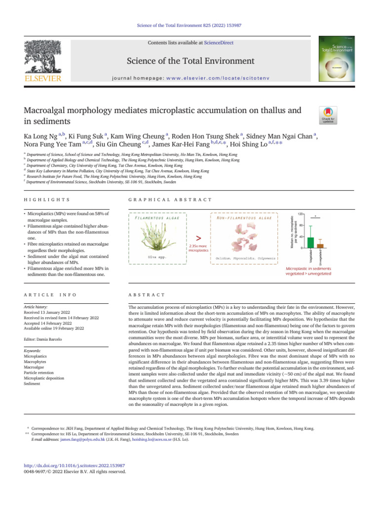 Macroalgal Morphology Mediates Microplastic Accumulation On Thallus and ...