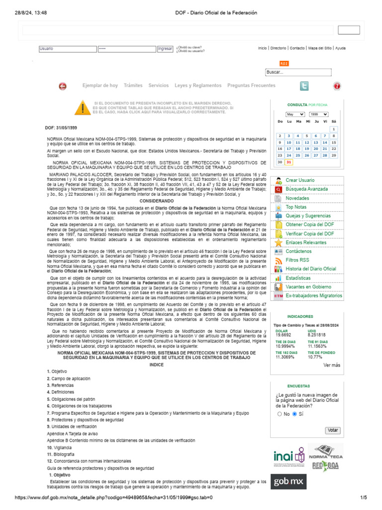 Nom-004-Stps-1998, Condiciones de Seguridad-Dispositivos de Seguridad en Maqu y Eq | PDF ...