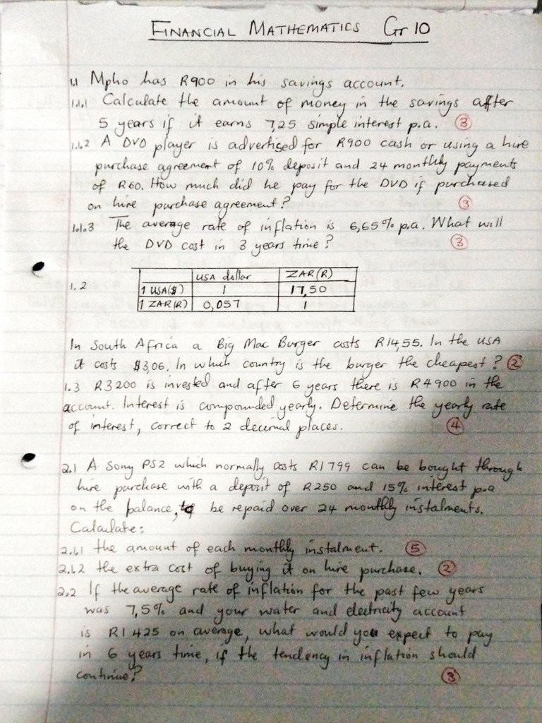 Financial Maths g10 | PDF