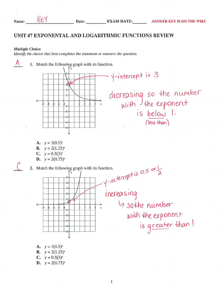Unit 7 Exam Review Key-4 | PDF