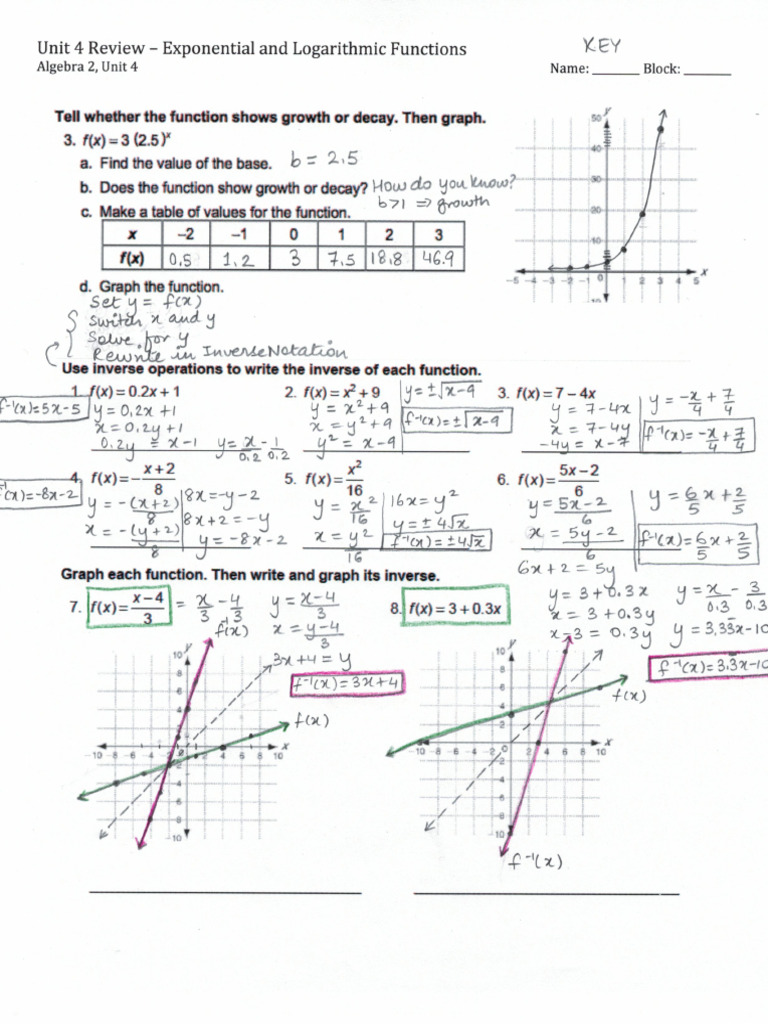 Unit 4 Review Part 1 Key-3 | PDF