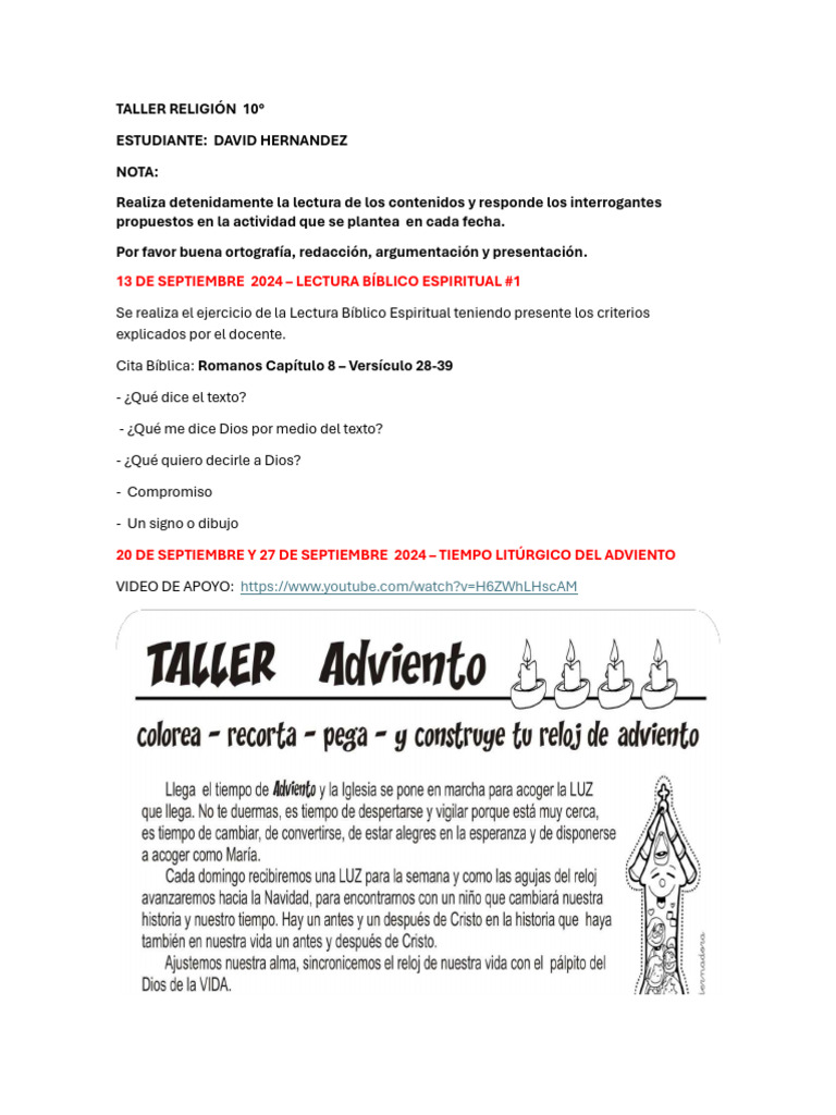 Tall 1. Rel Iv Per. David H. | PDF | Artes del Lenguaje y Comunicación