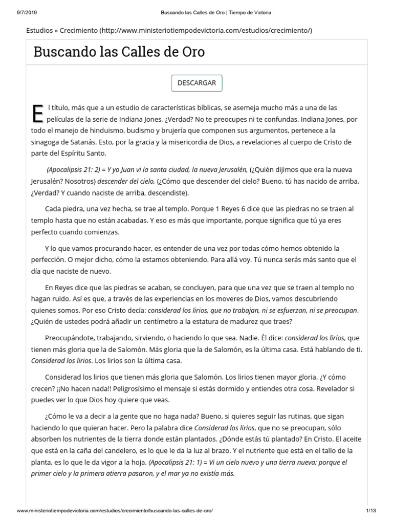 Buscando Las Calles de Oro - Tiempo de Victoria | PDF | Cristo (título ...