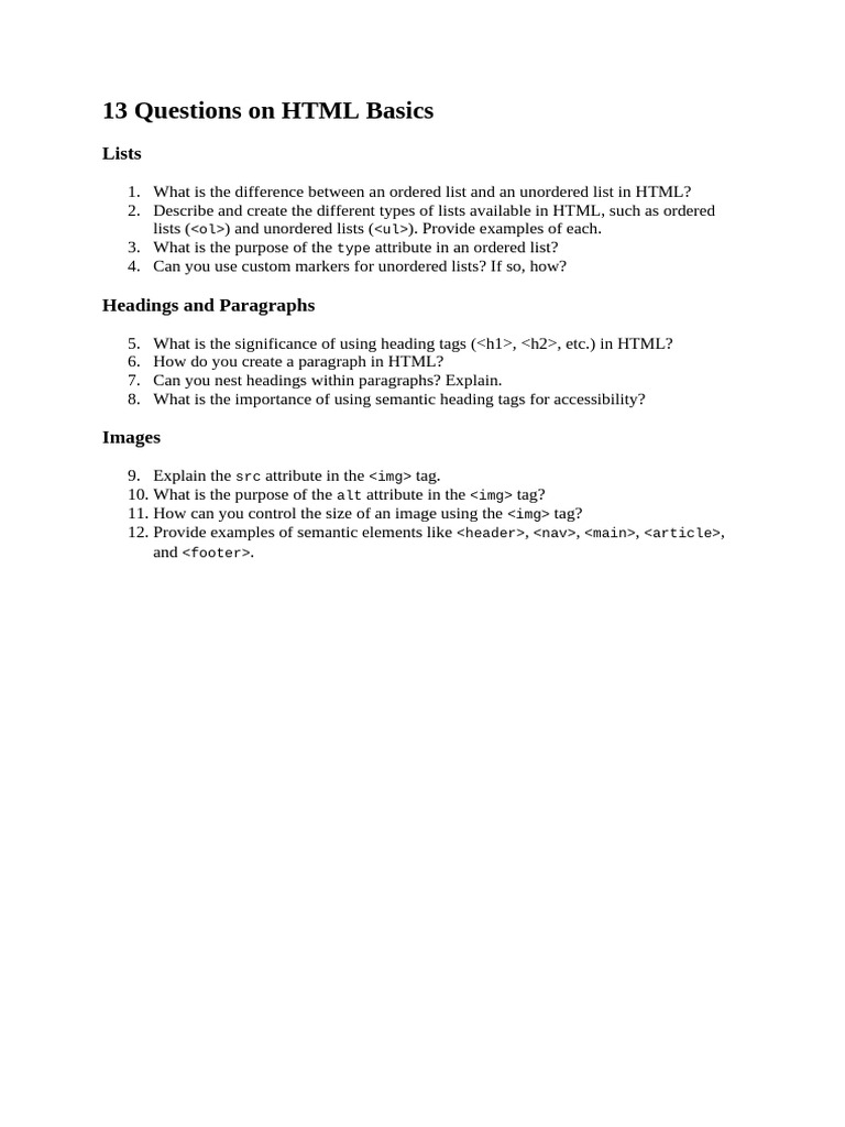 Mse 12 Questions On HTML Basics FWD | PDF
