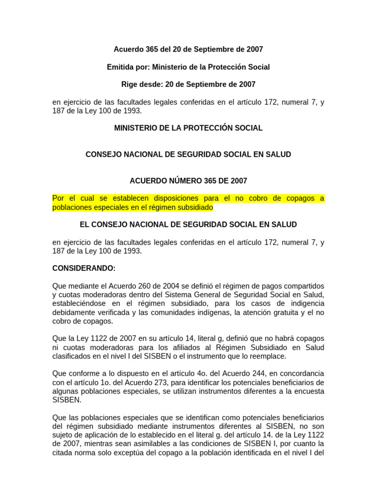 Acuerdo 365 DE 2007 2 | PDF | Finanzas y dinero