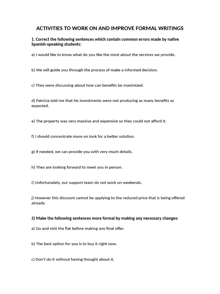 Improve Formal Writing Skills | PDF | Business | Law