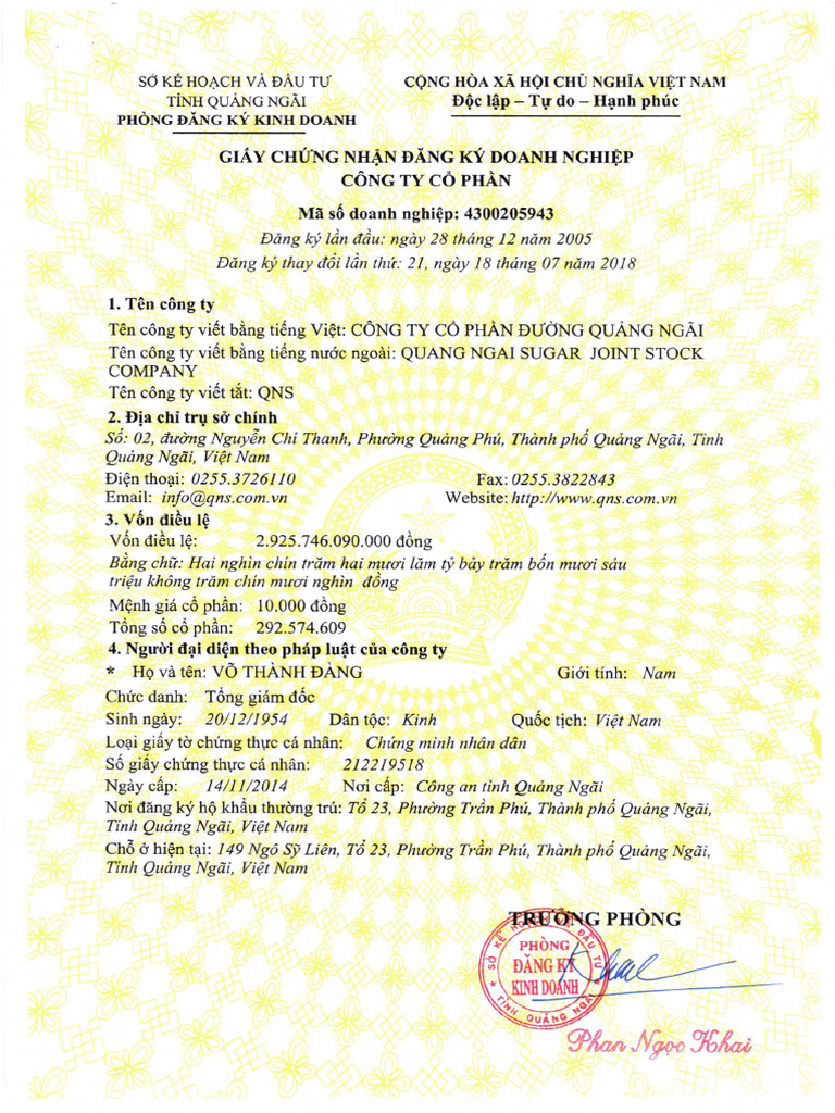 Giay Chung Nhan Dang Ky Doanh Nghiep Cong Ty Co Phan Thay Doi Lan Thu ...
