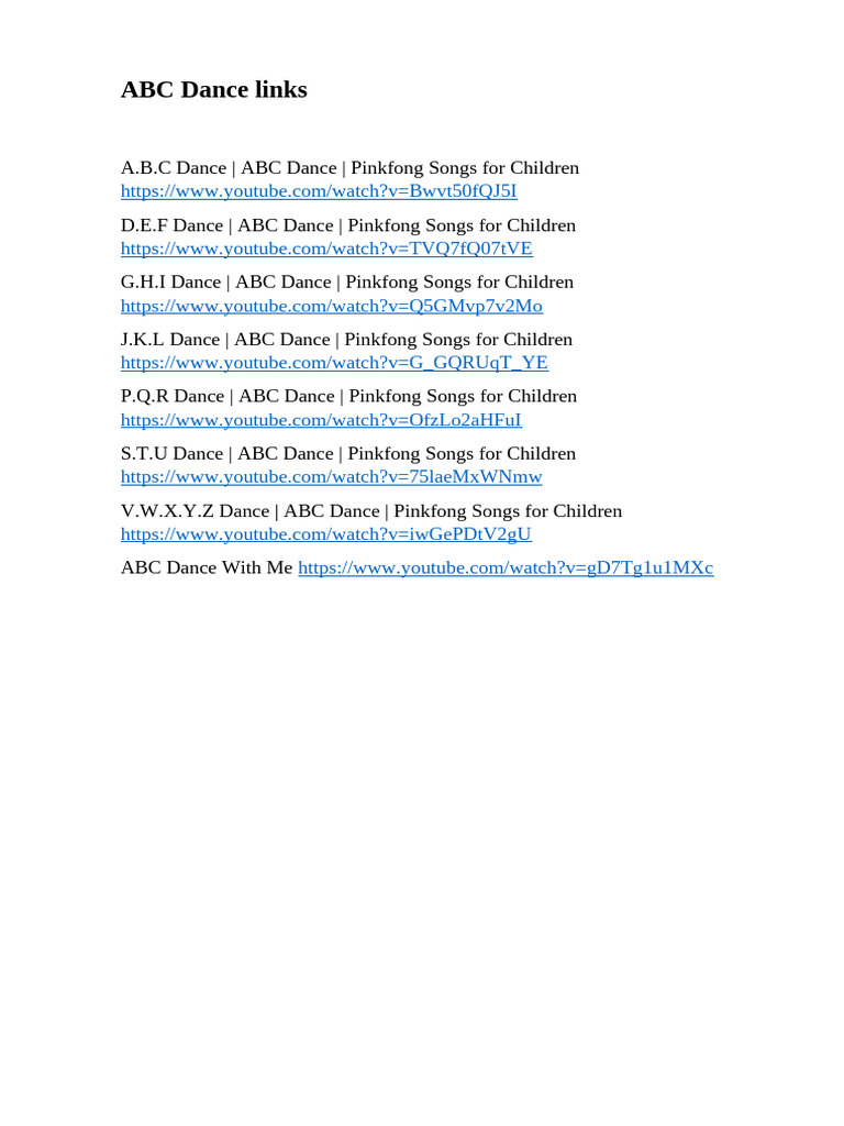 ABC Dance Links | PDF | Art