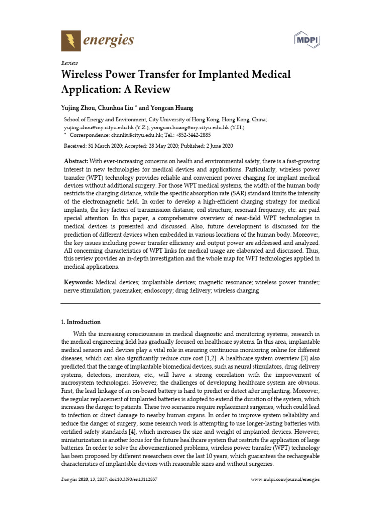 Wireless Power Transfer For Implantable Medical Application - A Review | PDF | Inductor ...