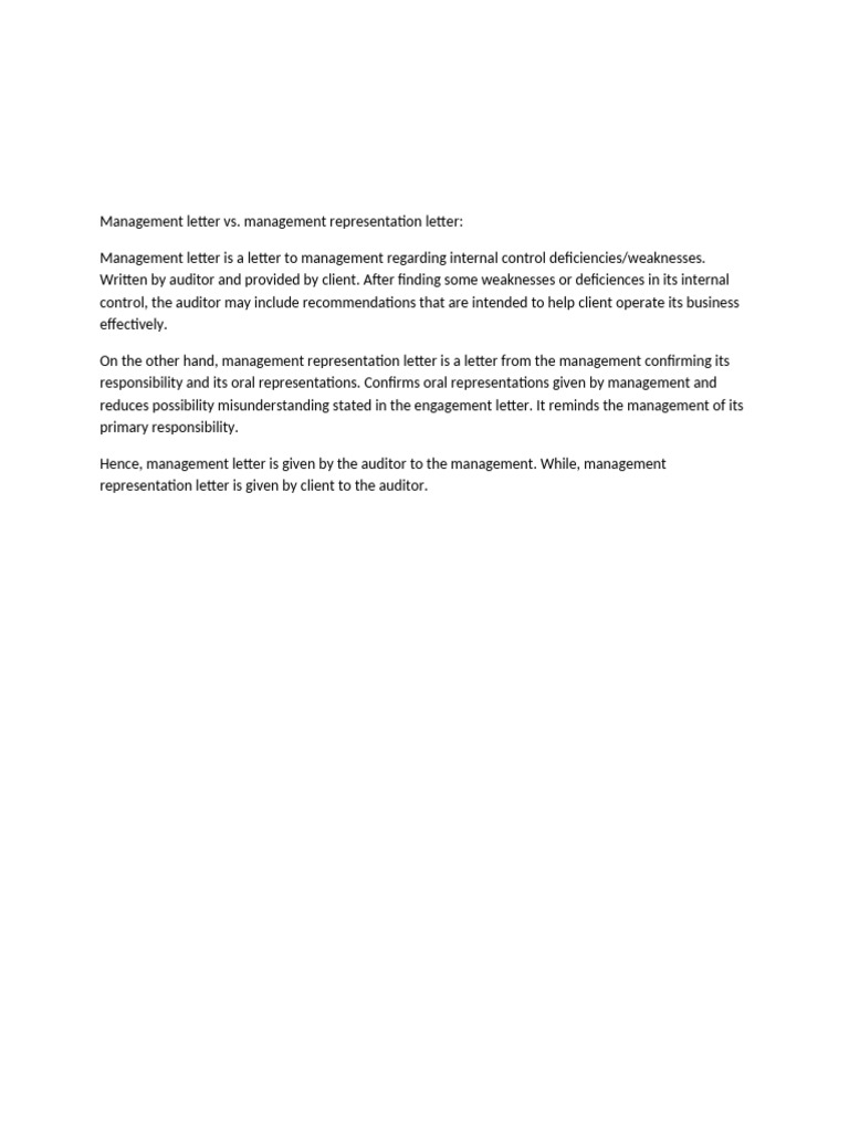 Management vs. Representation Letters | PDF