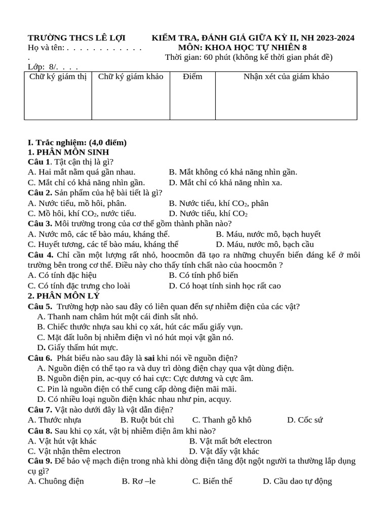 DE KT KHTN8 GIUA HK2 - PHUOC 38ad6 | PDF