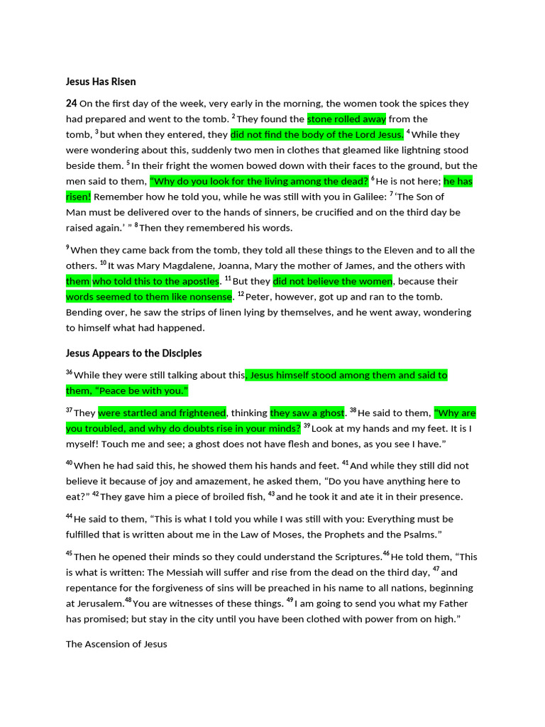 Resurrection Scripture | PDF | Resurrection Of Jesus | Jesus