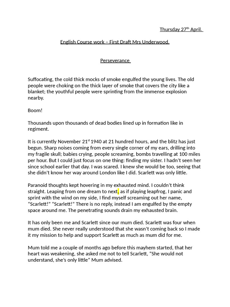 Second Draft Creative Writing English | PDF