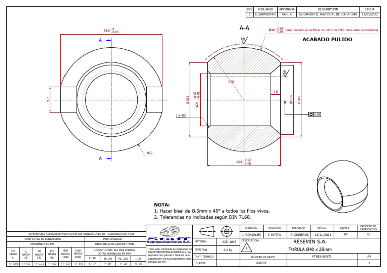 PTRES-04575 TORULA Ø40 X 28mm | PDF