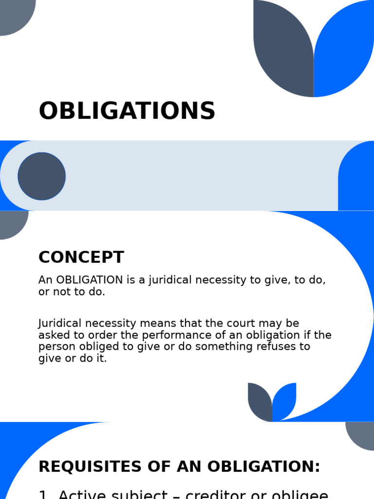1 Obligation CONCEPT | PDF | Law Of Obligations | Legal Liability