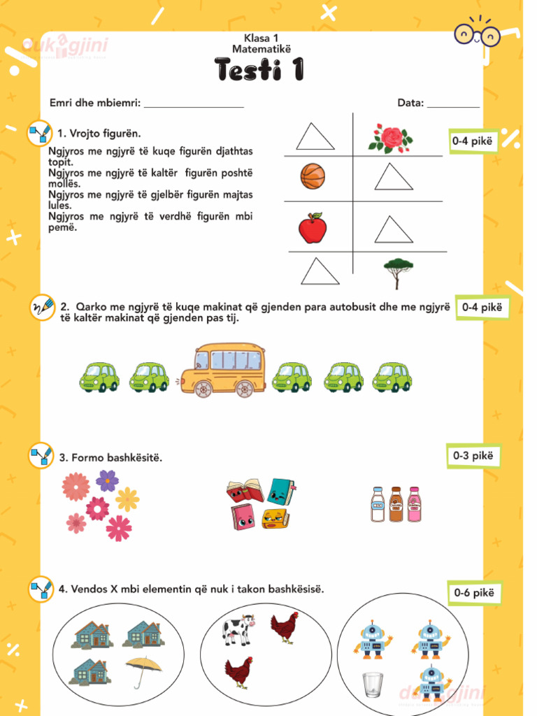 Test 1-4 Matematike 2024 (Qershore) | PDF