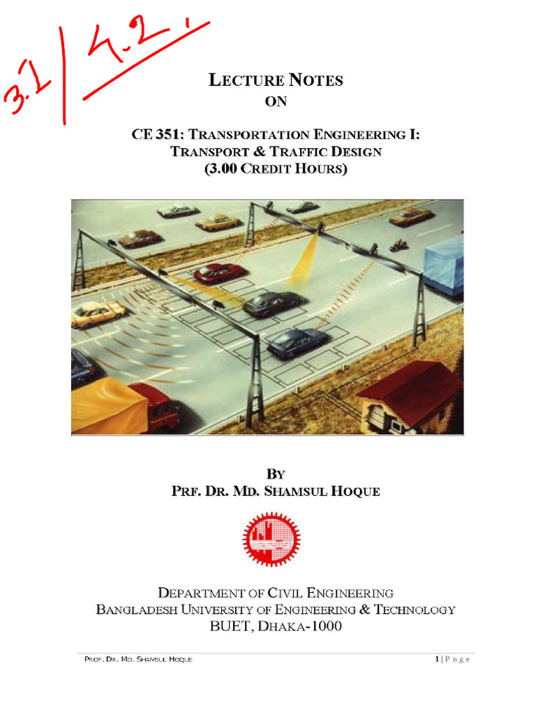 Transport and Traffic Design, CE351, Nafis Anwari, Lecture Notes | PDF