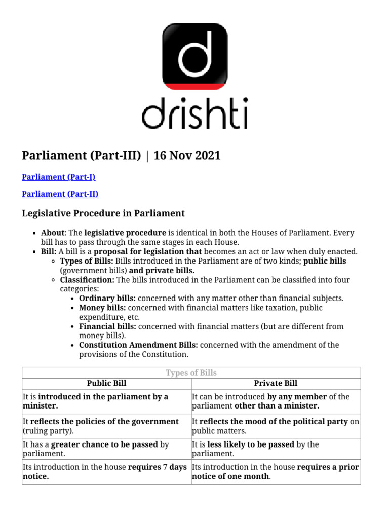 To-The-Points Paper2 Parliament-Part-Iii Print Manually | PDF | Bill ...