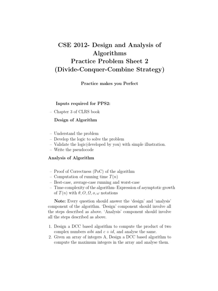 Cse2012 PPS2 w2022 | PDF | Algorithms | Mathematical Analysis
