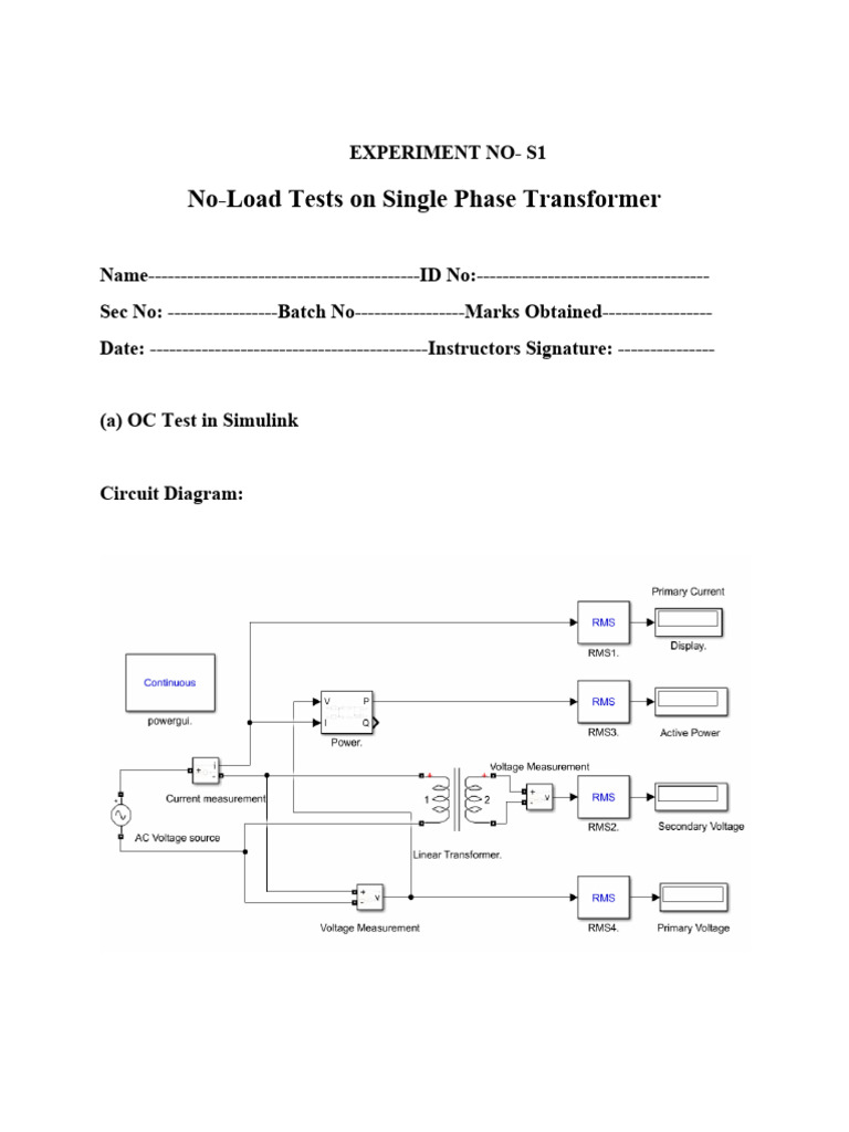 No-Load Tests On Single Phase Transformer | PDF | Computers