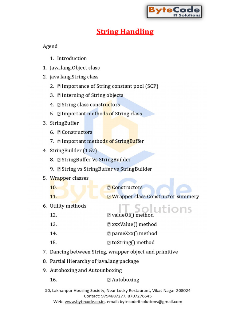 String Handling | PDF | String (Computer Science) | Constructor (Object ... String Handling | PDF | String (Computer Science) | Constructor (Object ...