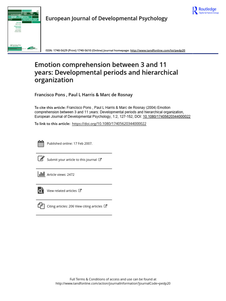 Emotion Comprehension Between 3 and 11 | PDF | Emotions | Facial Expression
