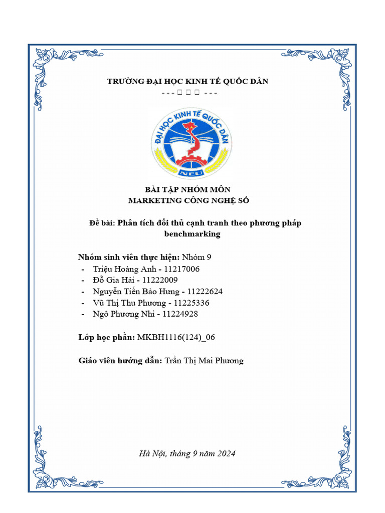 Ptich DTCT Theo PP Benchmarking - Nhóm 10 Word | PDF