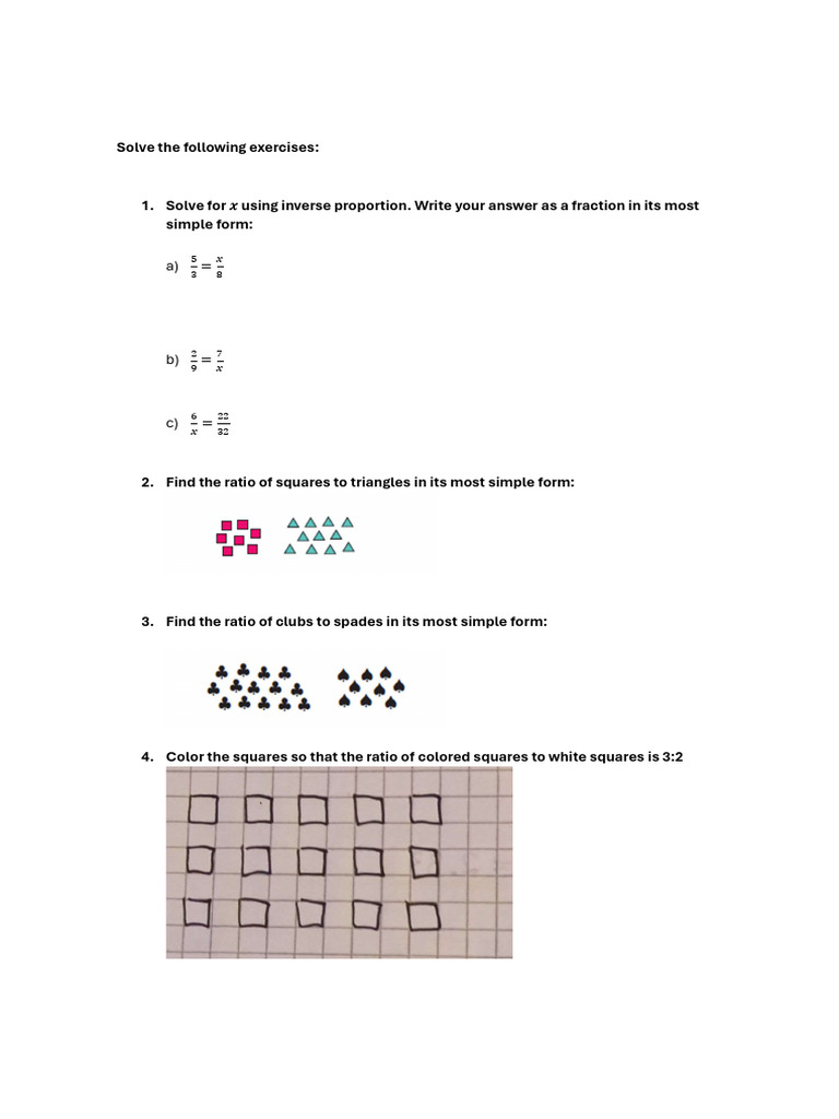 Inverse Proportion and Ratio Exercises | PDF