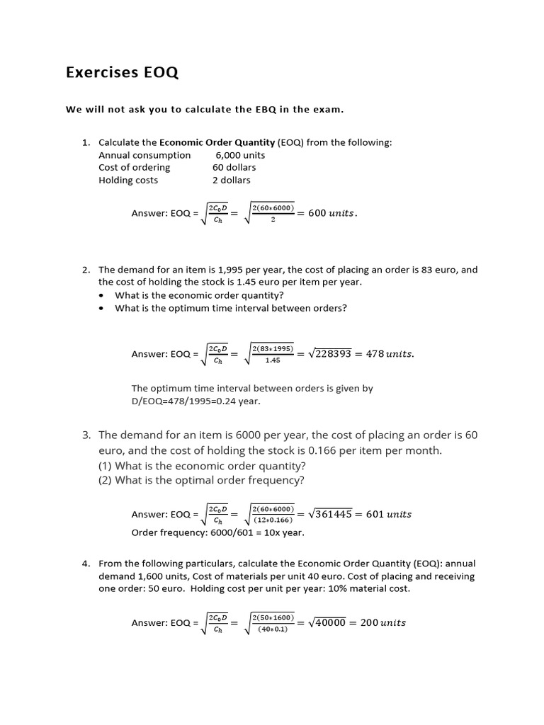 Extra Questions EOQ | PDF