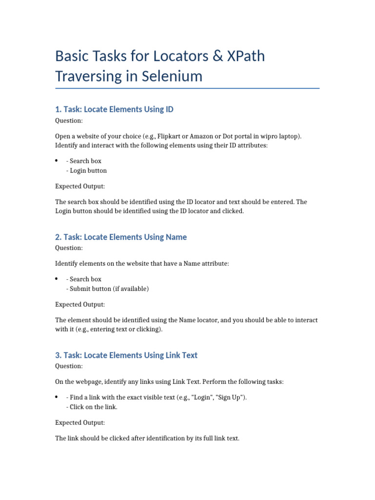 Selenium Modified Task List | PDF | X Path | Cyberspace