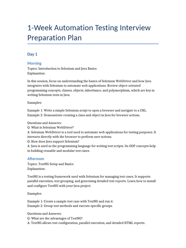 Automation Testing Preparation Plan | PDF | Selenium (Software ...