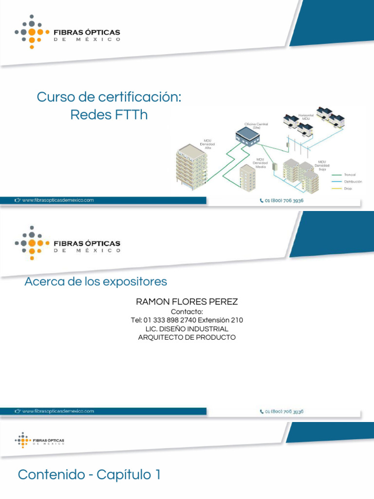 Curso Certificación Redes FTTH | PDF | Fibra óptica | Cable coaxial