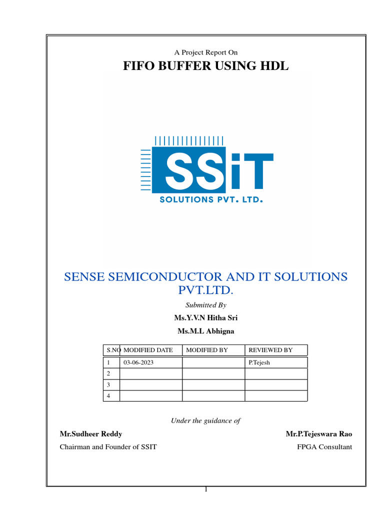 Fifo Report Final | PDF | Field Programmable Gate Array | Data Buffer